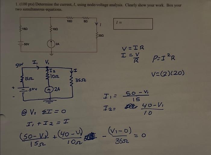 Solved 1 100 Pts Determine The Current I Using 0522