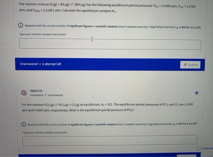 Solved HQ14.38 Homework Unanswered + Consider the reaction | Chegg.com