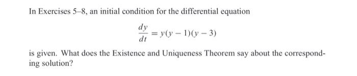 Solved In Exercises 5-8, an initial condition for the | Chegg.com