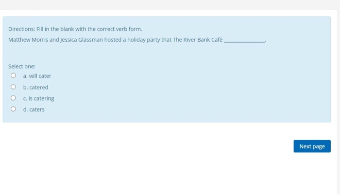 Solved Directions: Fill in the blank with the correct verb | Chegg.com