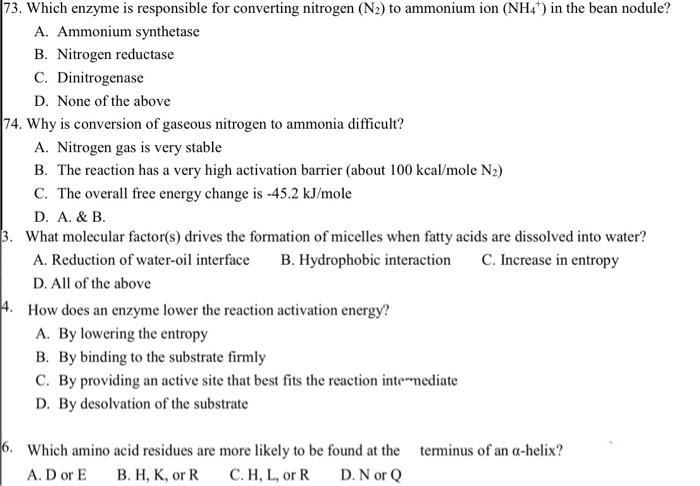 Solved 73. Which enzyme is responsible for converting | Chegg.com