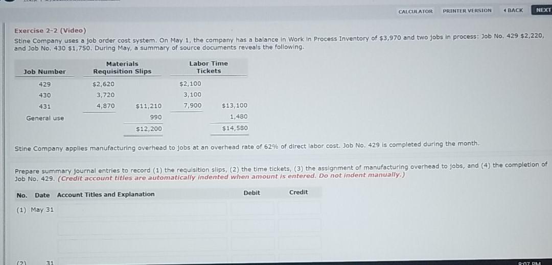 Solved CALCULATOR PRINTER VERSION | Chegg.com
