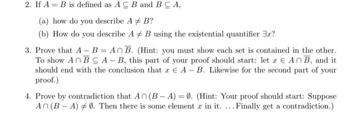 Solved 1 Proofs in set theory In set theory, if A, B, C etc | Chegg.com
