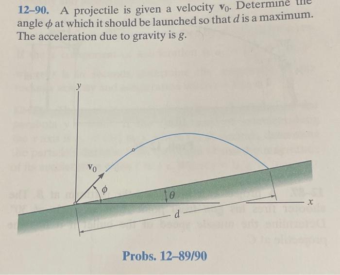 Solved 12-90. A projectile is given a velocity v0. Determine | Chegg.com