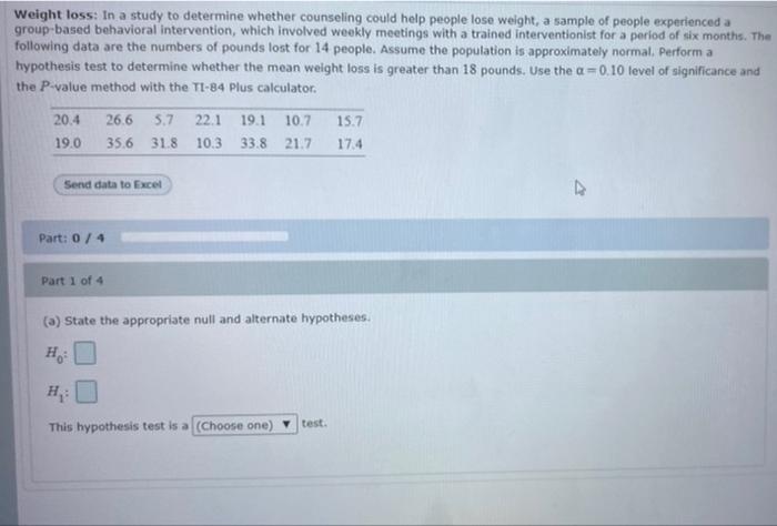 Solved Weight loss: In a study to determine whether | Chegg.com