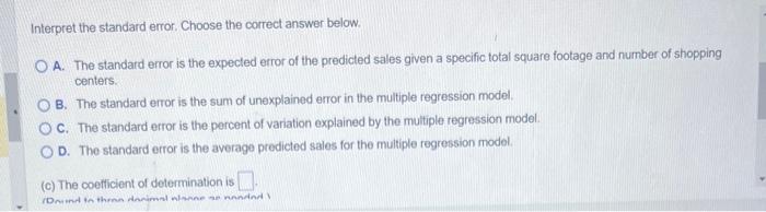 Solved Use technology to find (a) the multiple regression | Chegg.com