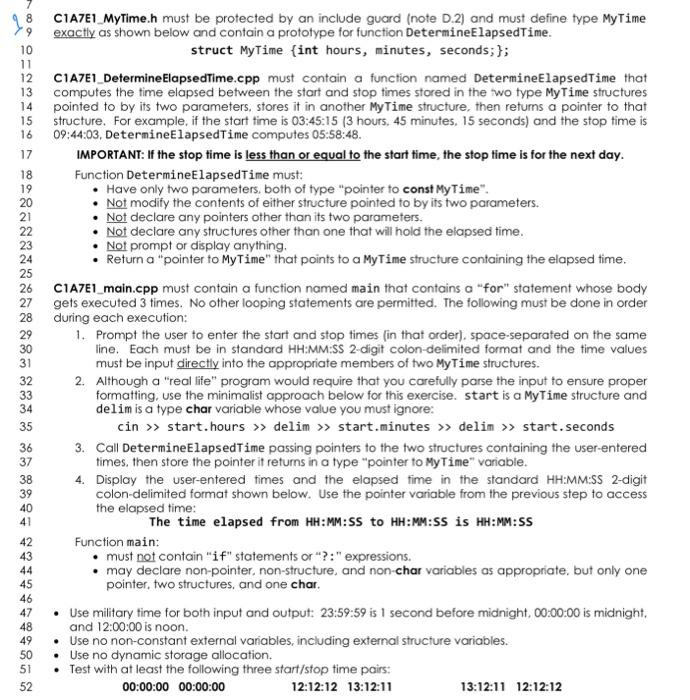 Solved 7 28 C1A7E1 MyTime.h must be protected by an include | Chegg.com