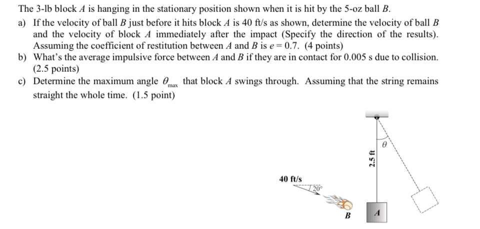 Solved The 3-lb block A ﻿is hanging in the stationary | Chegg.com