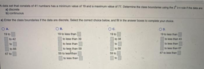 Solved Using the 2k n rule, determine the number of classes | Chegg.com