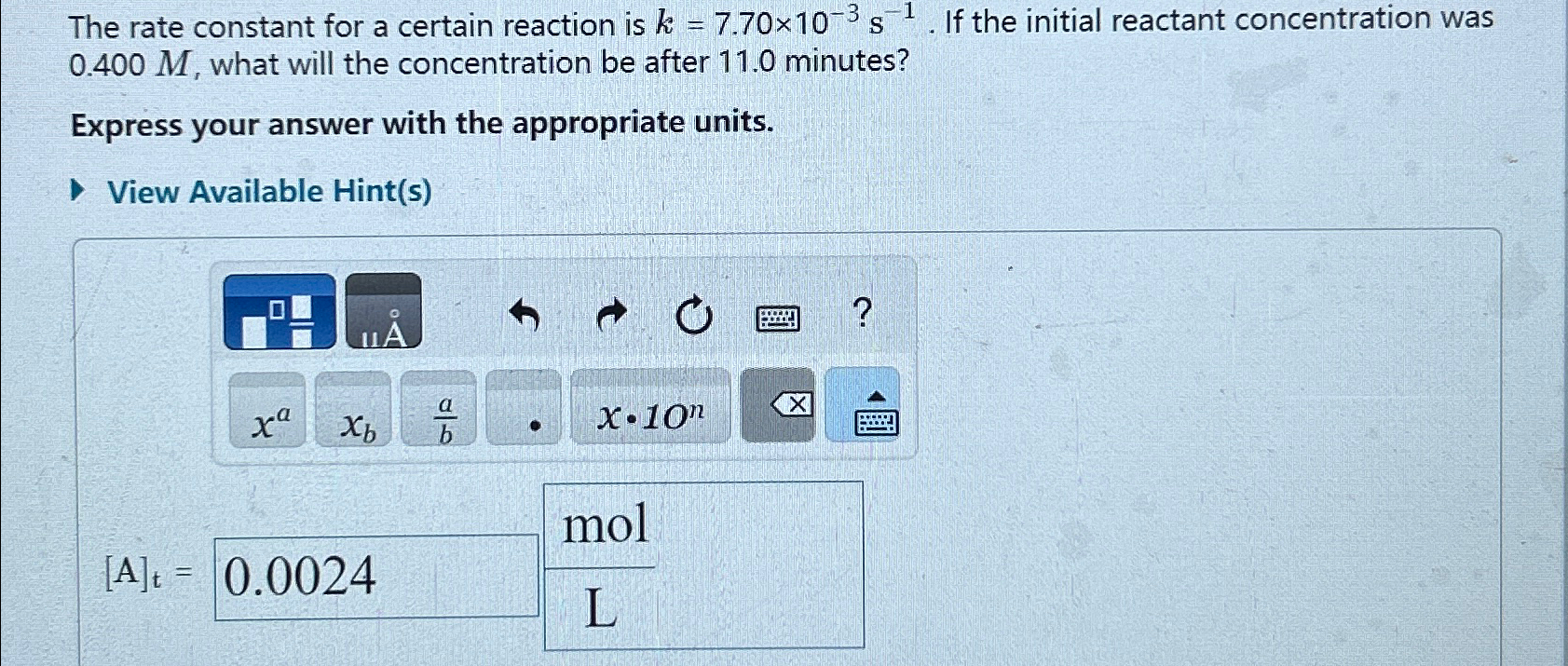 Solved The rate constant for a certain reaction is | Chegg.com