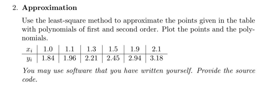 Solved Approximation Use the least-square method to | Chegg.com