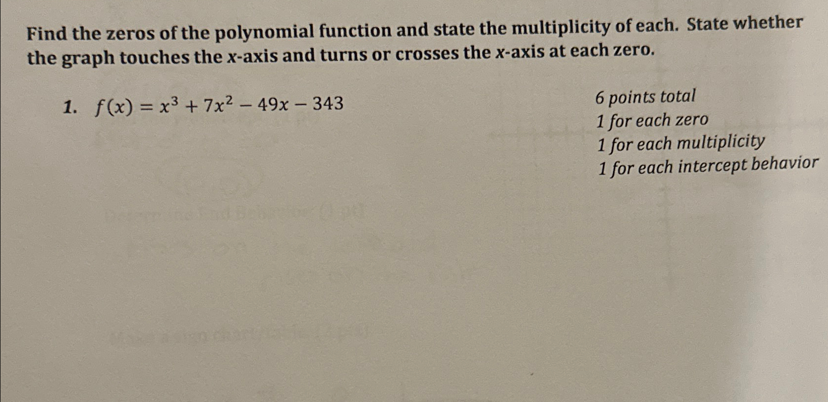 Solved Find the zeros of the polynomial function and state | Chegg.com