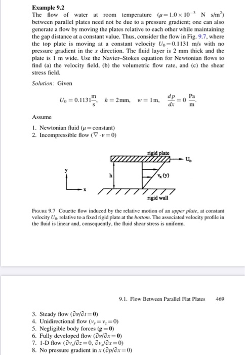 Solved 9.7 Solve for the flow between parallel plates (cf. | Chegg.com