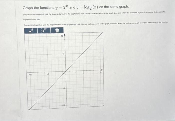 Solved 2ª and y = log2 (x) on the same graph. (To graph the | Chegg.com