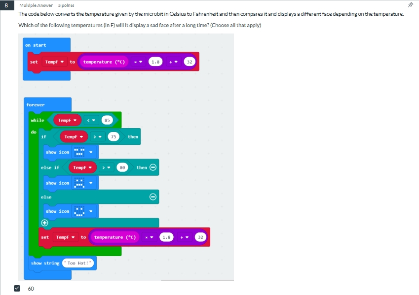 Solved 5 ﻿points The code below converts the temperature | Chegg.com