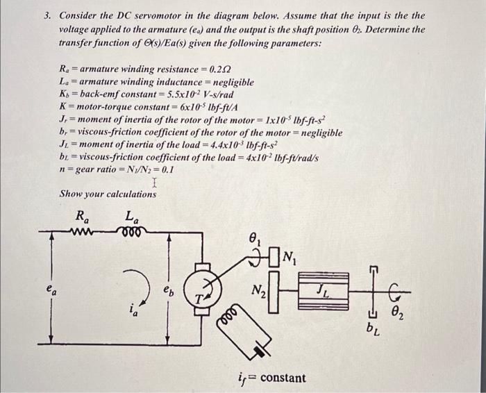 Solved 3. Consider the DC servomotor in the diagram below. | Chegg.com