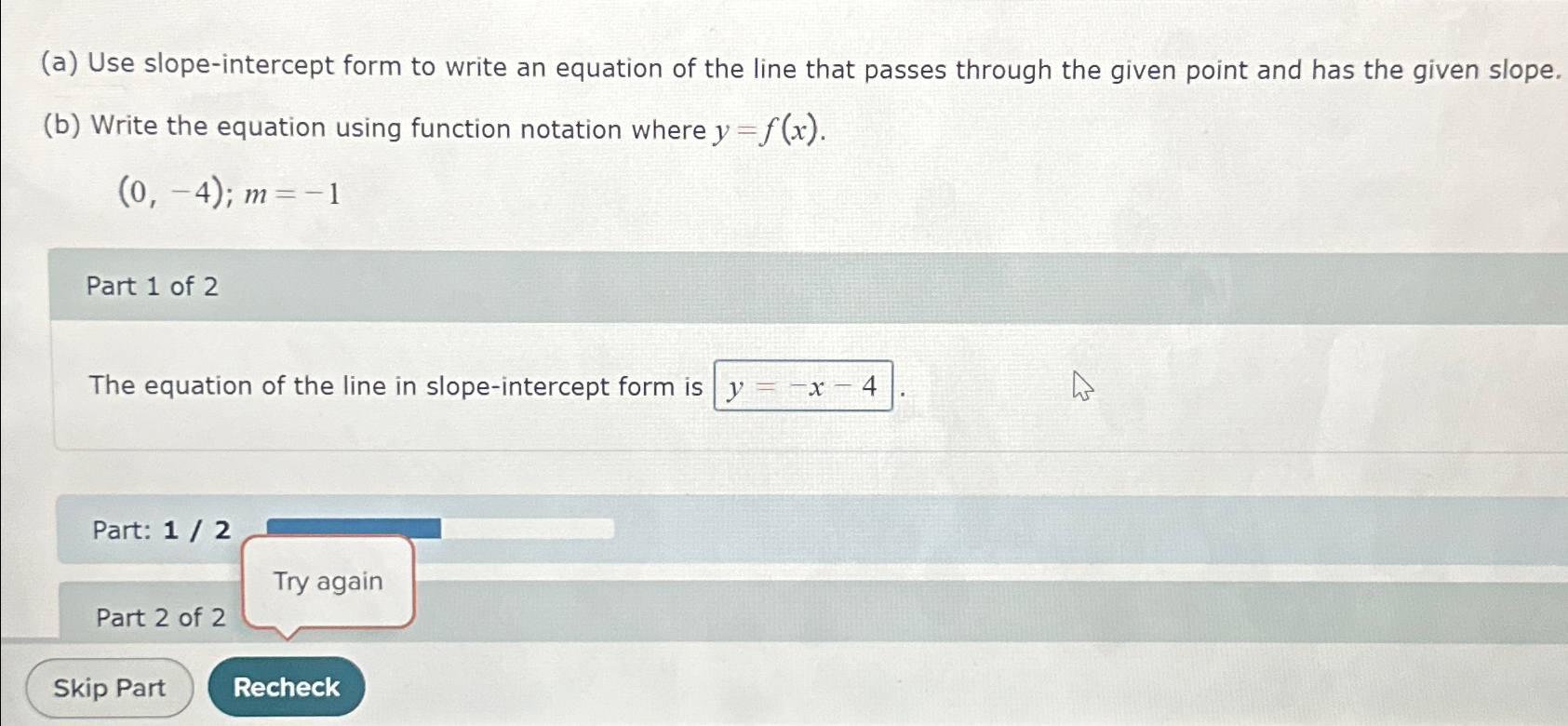 Solved (a) ﻿Use slope-intercept form to write an equation of | Chegg.com