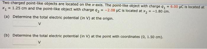 Solved Two charged point-like objects are located on the | Chegg.com