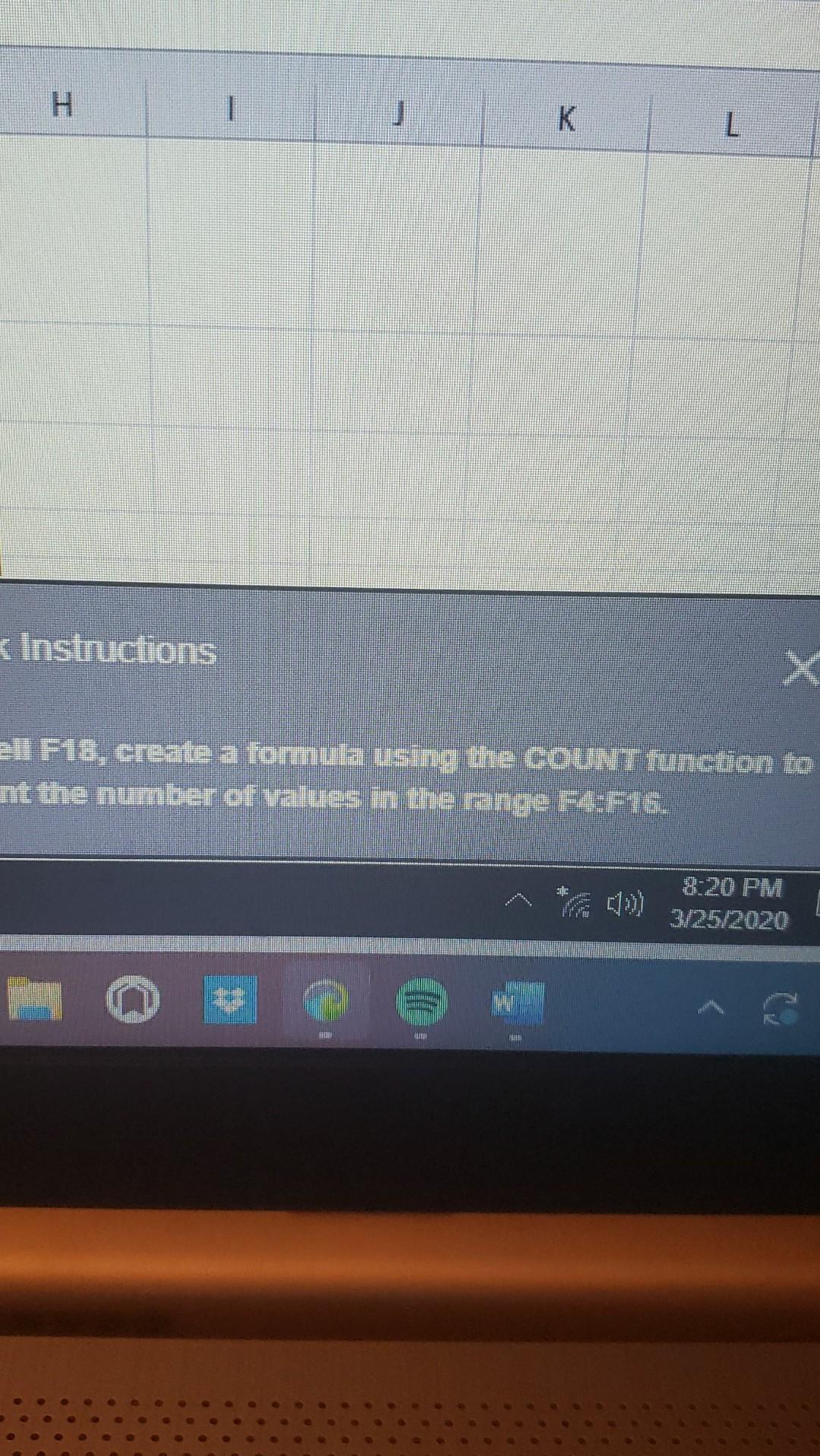 Instructions Il F18, create a fomula using die couNu | Chegg.com