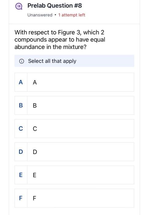 Solved Prelab Question \#5 Unanswered −1 attempt left | Chegg.com