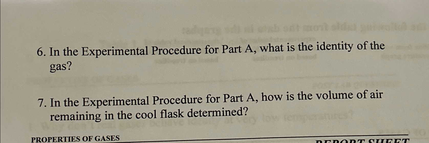 Solved In the Experimental Procedure for Part A, ﻿what is | Chegg.com