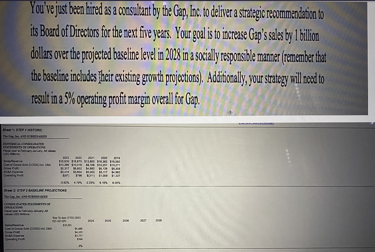 Solved Please complete the baseline projection (in | Chegg.com