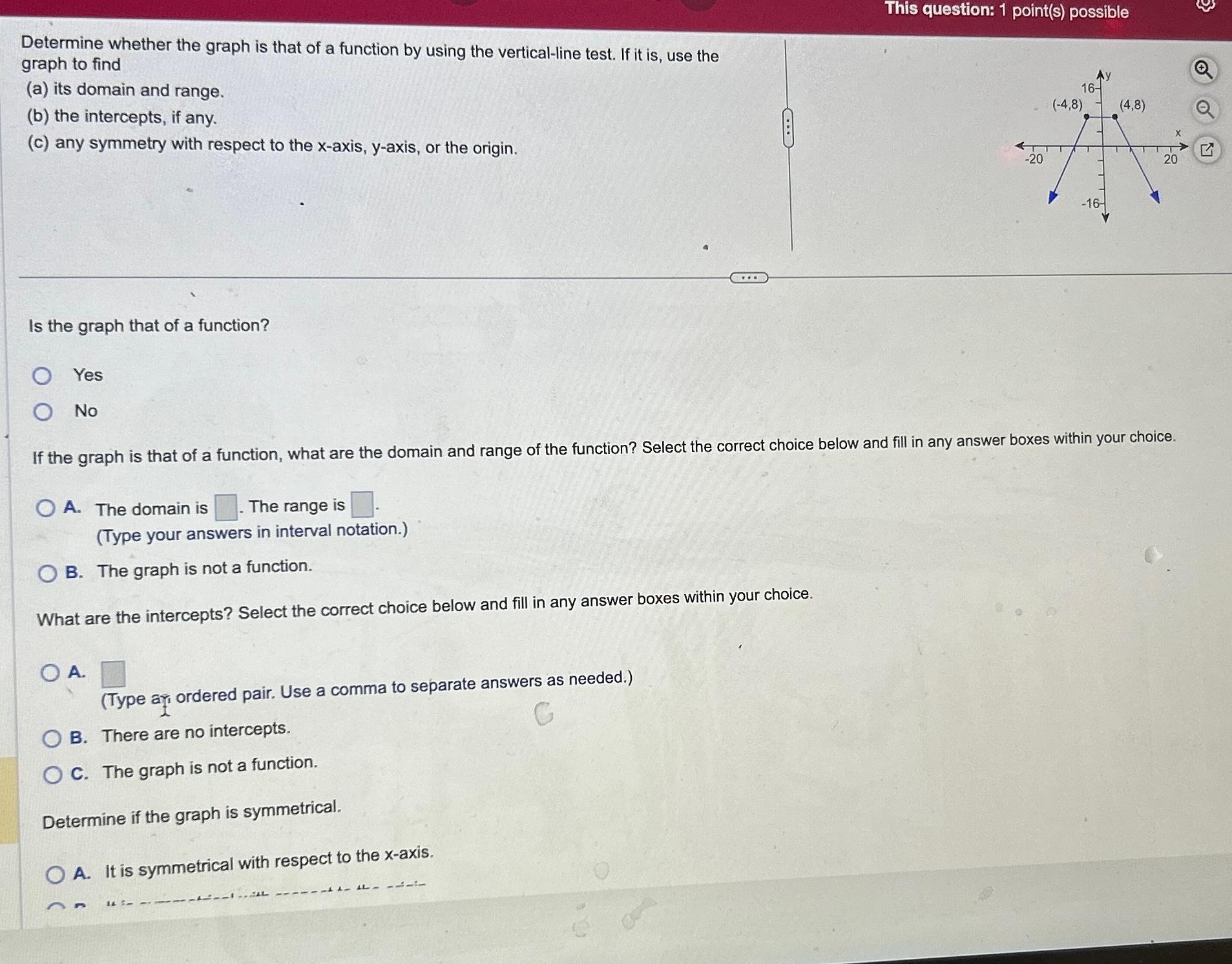 Solved This question: 1 ﻿point(s) ﻿possibleDetermine whether | Chegg.com