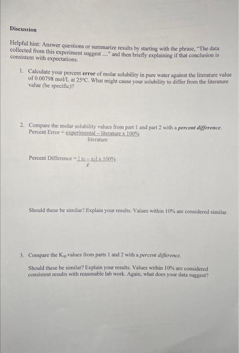 Solved Calculations Part 1 - Calcium Iodate in Pure Water 1. | Chegg.com