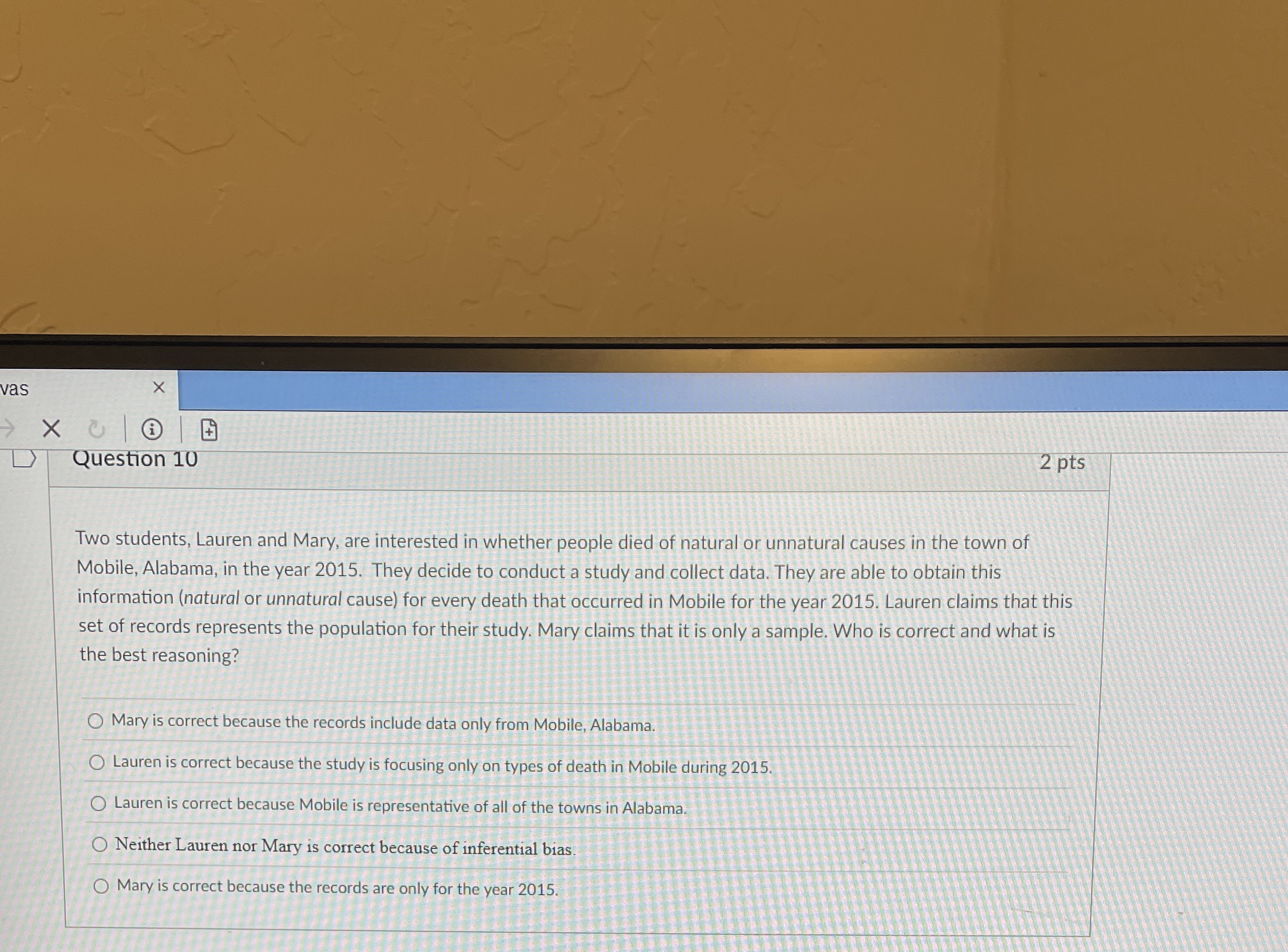 Solved vas2 ﻿ptsQuestion 10Two students, Lauren and Mary, | Chegg.com