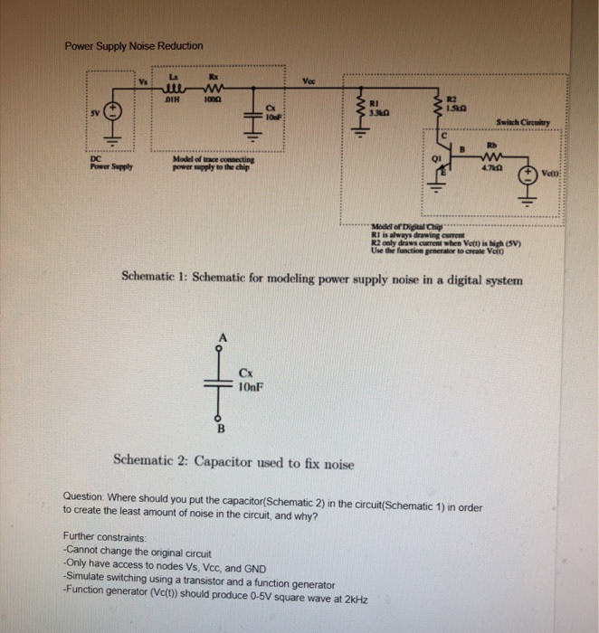 Solved Power Supply Noise Reduction 1000 tw Power Supply | Chegg.com
