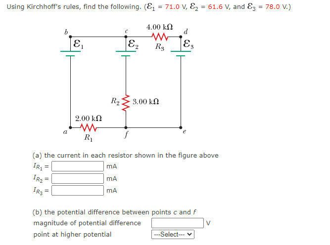 Solved Using Kirchhoff's rules, find the following. | Chegg.com