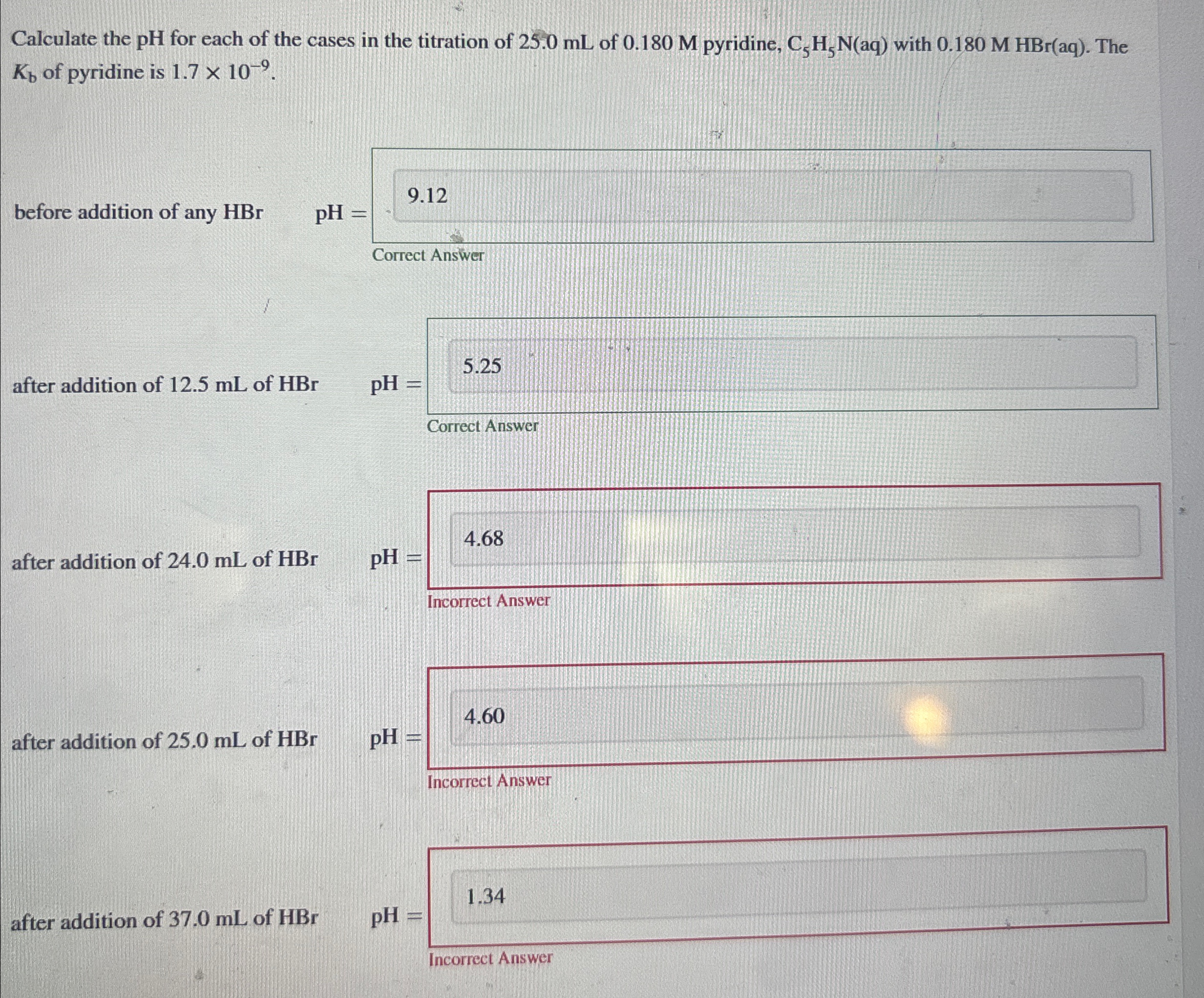 Calculate the pH for each of the cases in the | Chegg.com