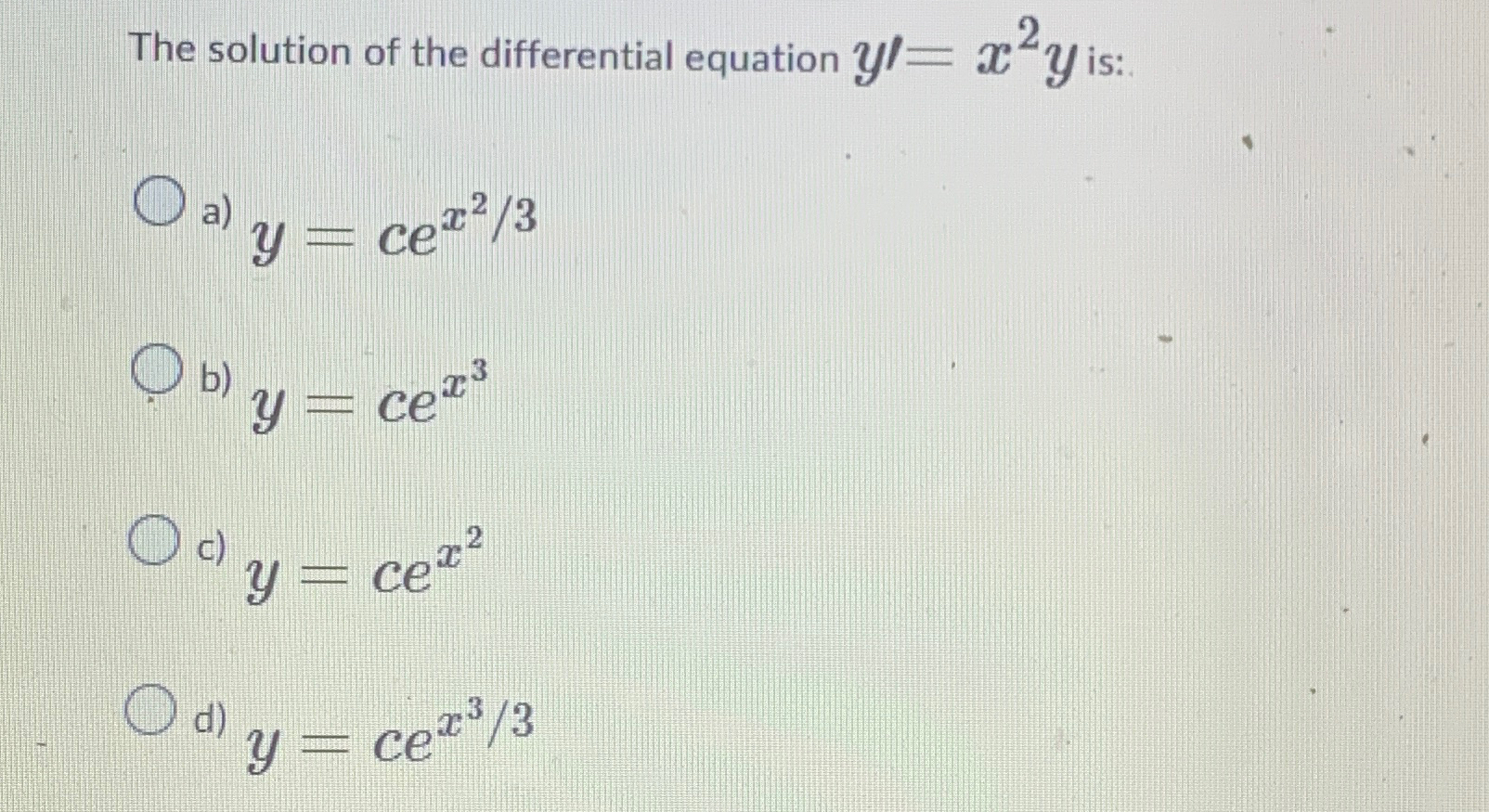Solved The solution of the differential equation y=x2y | Chegg.com