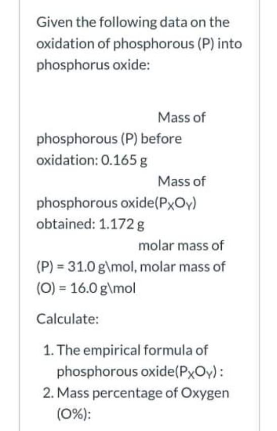 Solved Given the following data on the oxidation of | Chegg.com