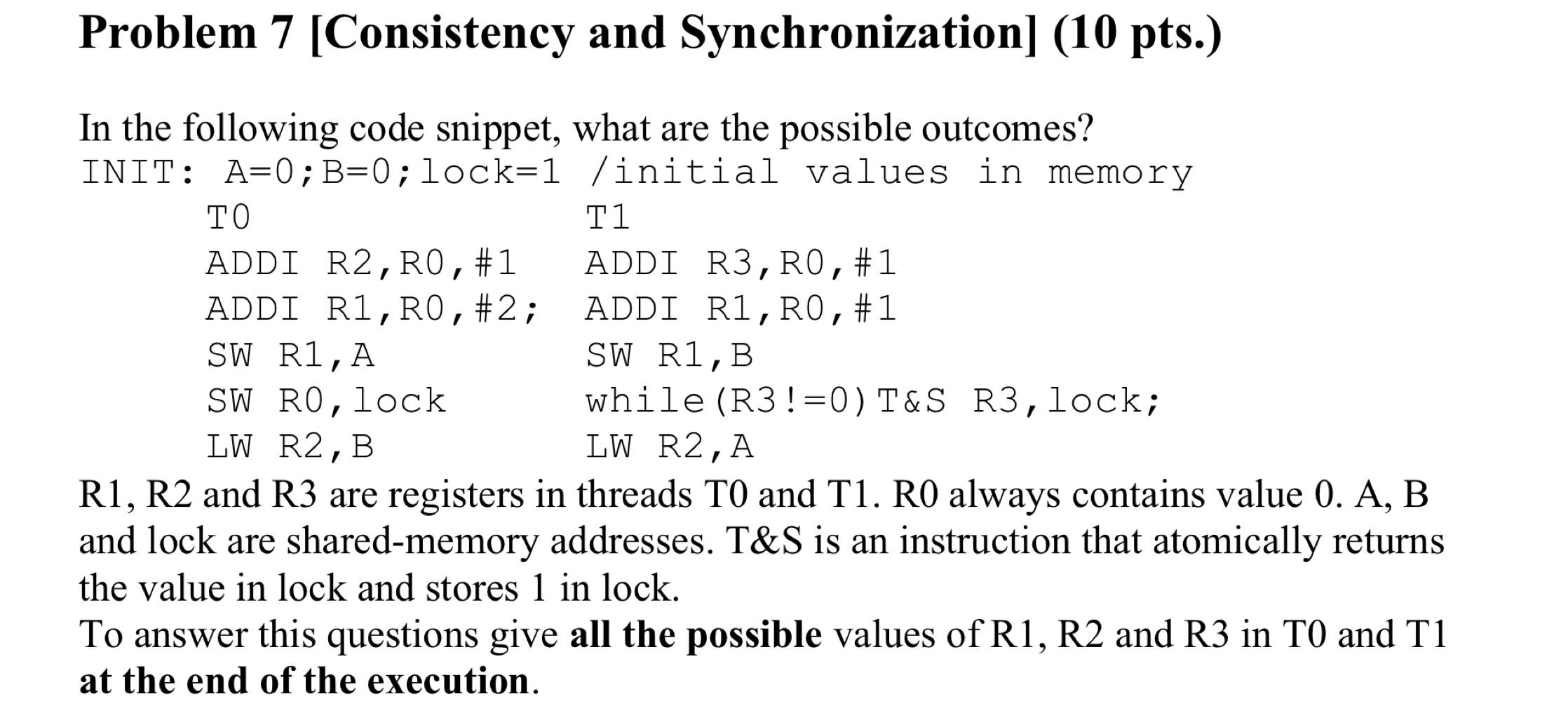 Solved Problem 7 [Consistency and Synchronization] (10 | Chegg.com