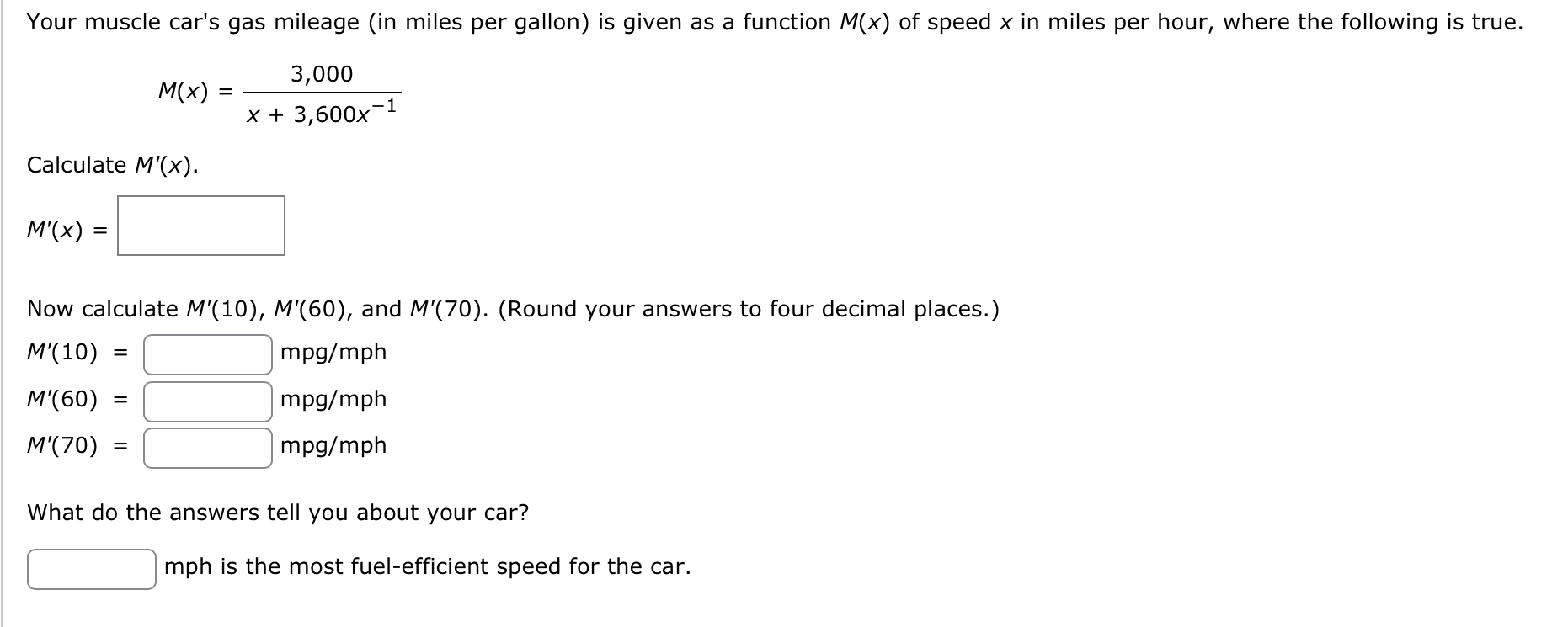 Solved Your muscle car's gas mileage (in miles per gallon) | Chegg.com