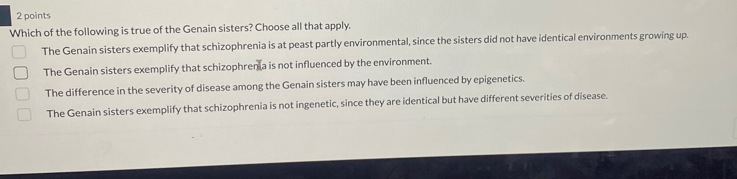 Solved 2 ﻿pointsWhich of the following is true of the Genain | Chegg.com