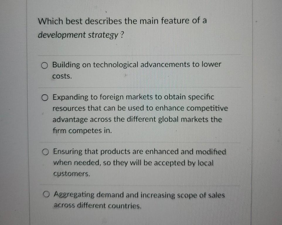 Solved Which best describes the main feature of a | Chegg.com