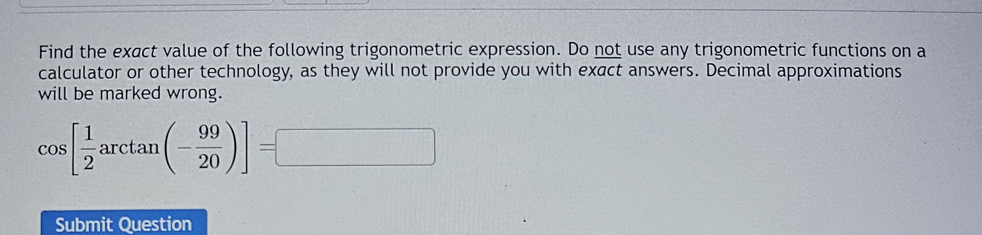 Solved Find the exact value of the following trigonometric | Chegg.com