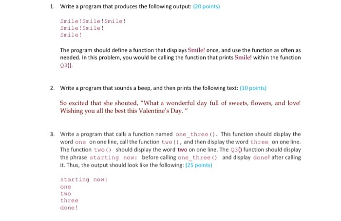 Solved 1. Write a program that produces the following | Chegg.com