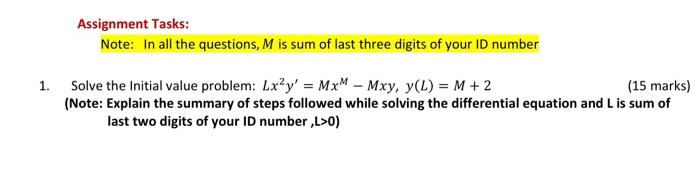 Solved Assignment Tasks: Note: In all the questions, M is | Chegg.com