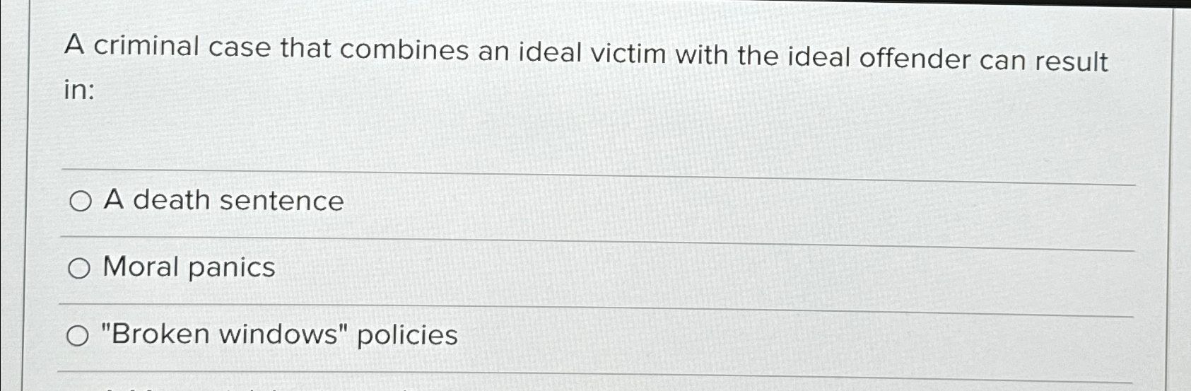 Solved A criminal case that combines an ideal victim with | Chegg.com