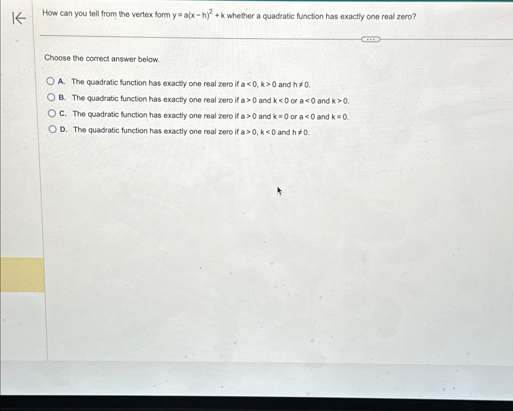 Solved How can you tell from the vertex form y=a(x-h)2+k | Chegg.com