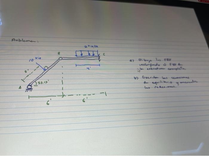 Solved a) Draw the FBD of the rigid bodies and the | Chegg.com