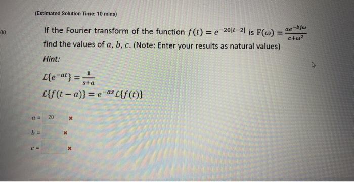 Solved (Estimated Solution Time: 10 mins) If the Fourier | Chegg.com