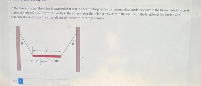 Solved In the figure, a nonuniform bar is suspended at rest | Chegg.com
