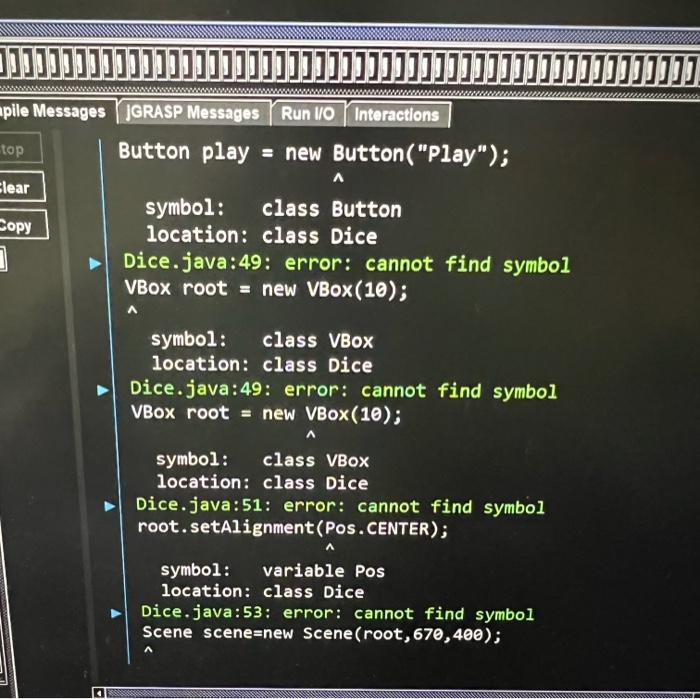 why do i have so many errors in my java code for dice | Chegg.com
