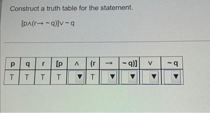 Solved Construct a truth table for the statement. | Chegg.com
