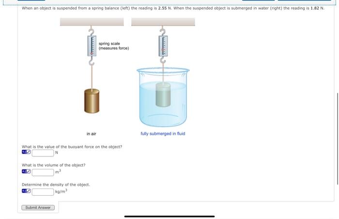 Solved What is the value of the buoyant force on the object? | Chegg.com