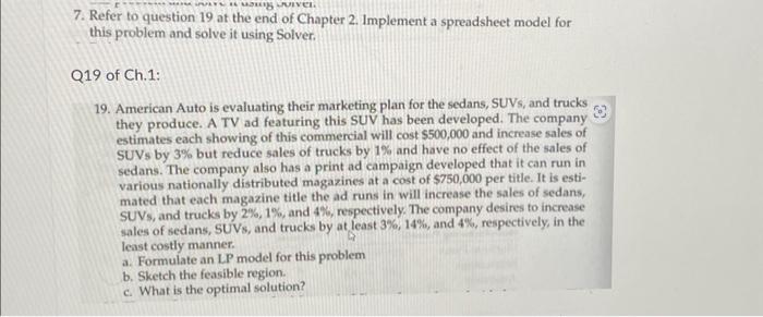 Solved 7. Refer to question 19 at the end of Chapter 2. | Chegg.com